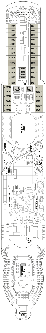 MSC Seashore Deck plan & cabin plan