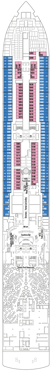 MSC Seashore Deck plan & cabin plan