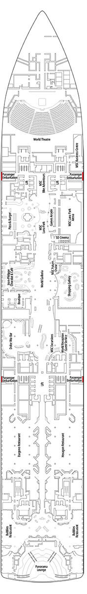 MSC World America Deck plan & cabin plan